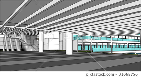 sketch design of interior hall,vector - Stock Illustration [31068750 ...