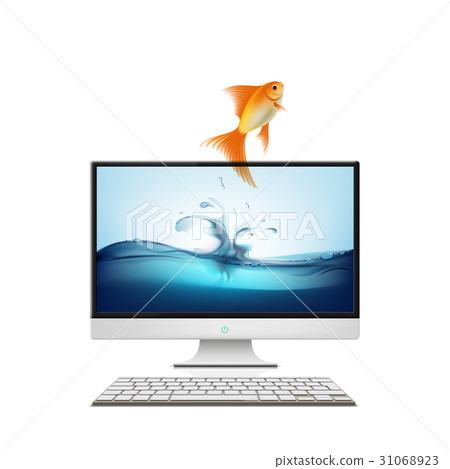 Computer monitor and goldfish - Stock Illustration [31068923] - PIXTA
