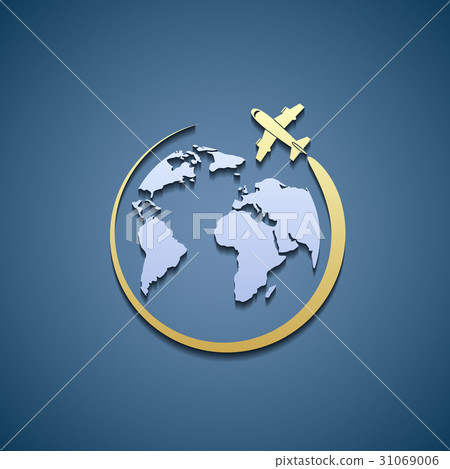 Icon plane and Earth. - Stock Illustration [31069006] - PIXTA