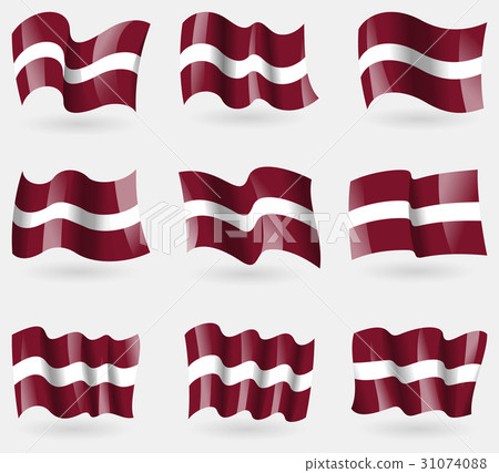 Set of Latvia flags in the air. Vector - Stock Illustration [31074088] - PIXTA