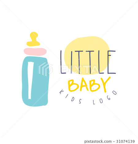 Little baby kids logo colorful hand drawn vector - Stock Illustration ...