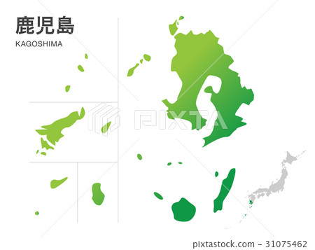 Map 2 of Kagoshima prefecture: Illustration... - Stock Illustration ...