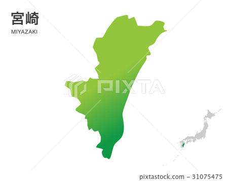Miyazaki prefecture map 2: Illustration material - Stock Illustration ...