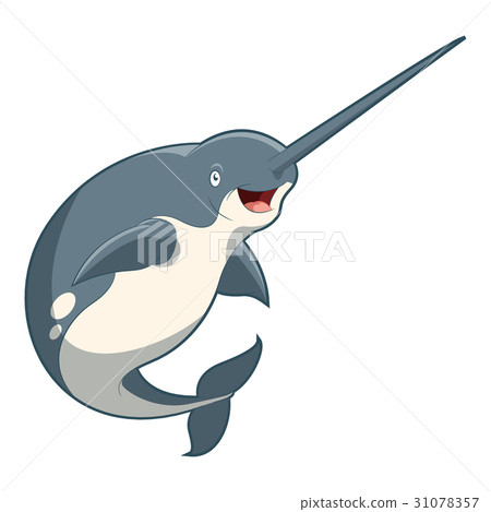 Cartoon smiling Narwhal - Stock Illustration [31078357] - PIXTA