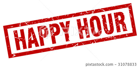 square grunge red happy hour stamp - Stock Illustration [31078833] - PIXTA
