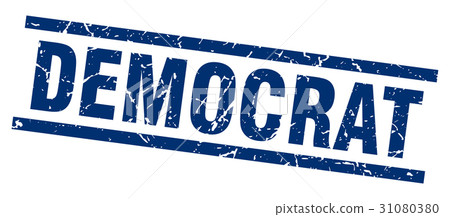 square grunge blue democrat stamp - Stock Illustration [31080380] - PIXTA
