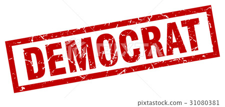 square grunge red democrat stamp - Stock Illustration [31080381] - PIXTA