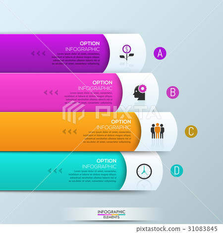 Infographic design template with 4 rectangular - Stock Illustration ...