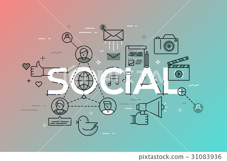 Modern vector illustration concept of word social. - Stock Illustration ...