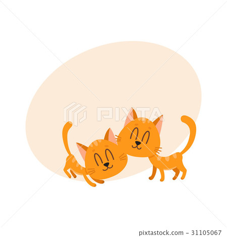 Two cute and funny sweet red cat characters - Stock Illustration ...