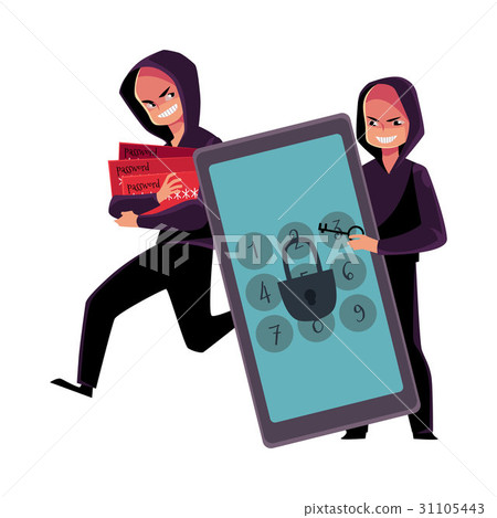 Hacker cracking smartphone, breaking pin code - Stock Illustration ...