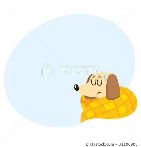 Sick baby badger dog having flu, fever, sleeping - Stock Illustration ...