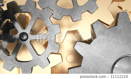 Abstract with the rotating gears. 3D rendering - Stock Illustration ...