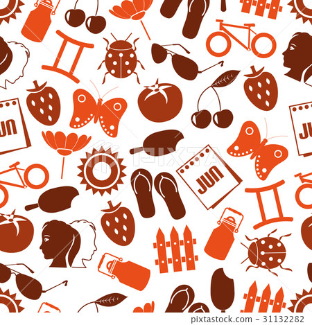 june month theme set of simple icons red pattern - Stock Illustration ...