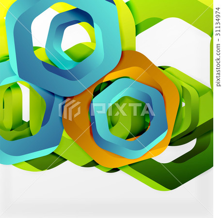 Overlapping hexagons design background - Stock Illustration [31134974 ...