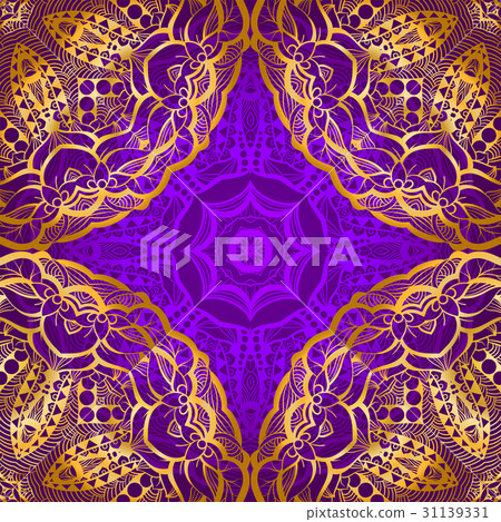 Rich gold seamless pattern in the Indian style - Stock Illustration ...