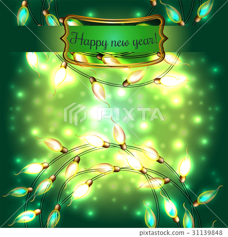 Colorful Green Glowing Christmas Lights - Stock Illustration [31139848 ...