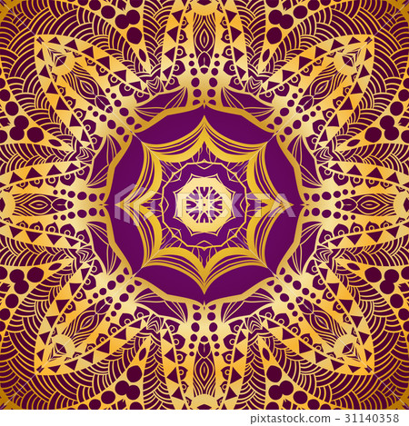 Rich gold seamless pattern in the Indian style - Stock Illustration ...