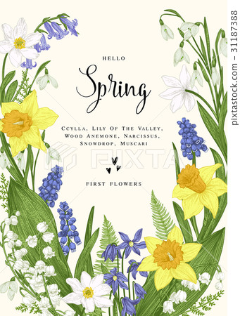 Card with spring flowers. - Stock Illustration [31187388] - PIXTA