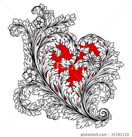 Decorative stylized heart in baroque, royal style - Stock Illustration ...