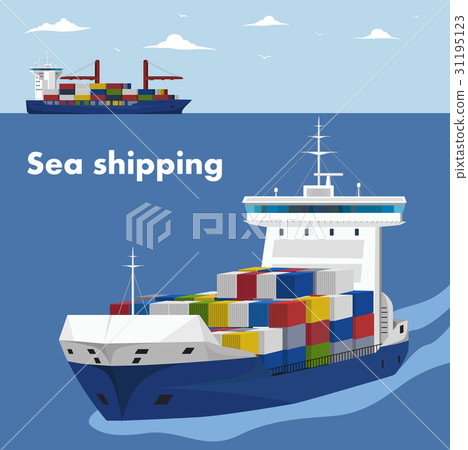 Commercial sea shipping banner template - Stock Illustration [31195123 ...
