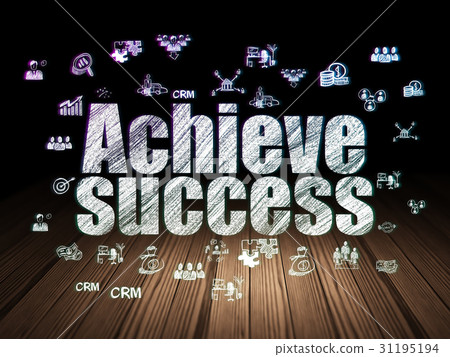 Business concept: Achieve Success in grunge dark - Stock Illustration ...