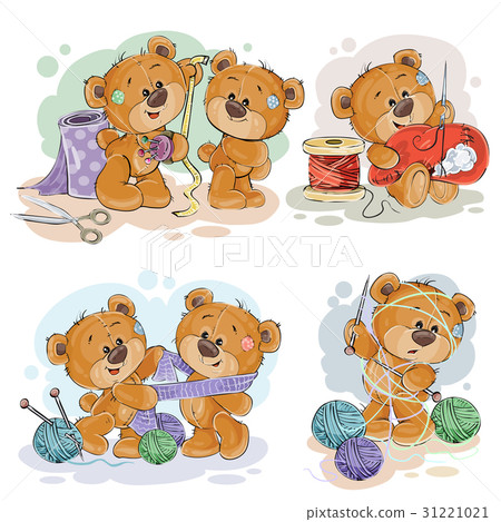 Set of clip art illustrations of teddy bears and - Stock Illustration ...