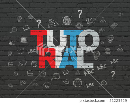 Studying concept: Tutorial on wall background - Stock Illustration ...