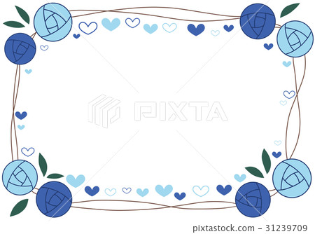 Blue and light blue rose and heart frame - Stock Illustration [31239709 ...