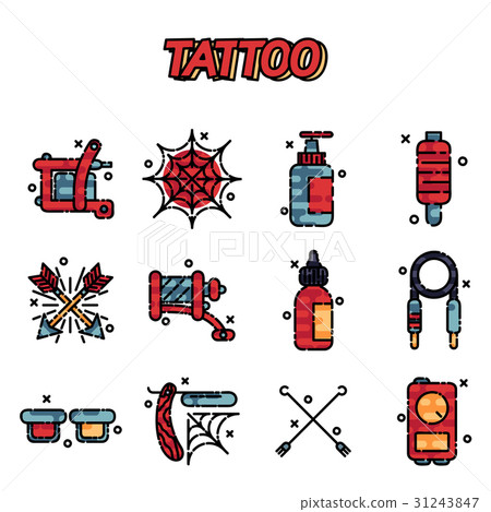 Tattoo icons set - Stock Illustration [31243847] - PIXTA