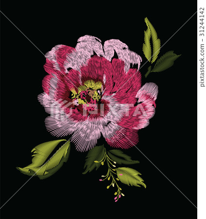 Colorful embroidery on a black background - Stock Illustration ...