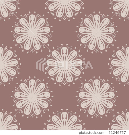 Floral seamless pattern. Brown flower elements - Stock Illustration ...