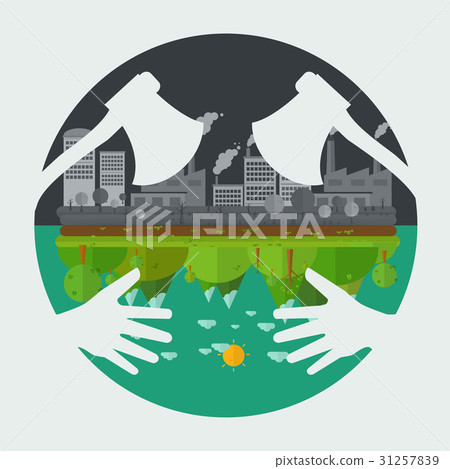 Eco friendly or destroy Environment - Stock Illustration [31257839] - PIXTA