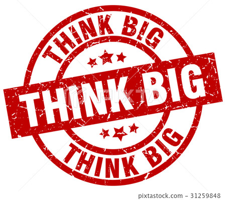 think big round red grunge stamp - Stock Illustration [31259848] - PIXTA
