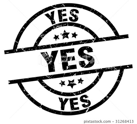 yes round grunge black stamp - Stock Illustration [31268413] - PIXTA