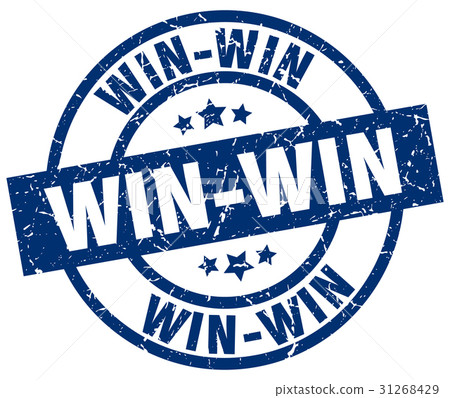 win-win blue round grunge stamp - Stock Illustration [31268429] - PIXTA