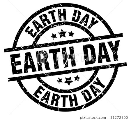 earth day round grunge black stamp - Stock Illustration [31272500] - PIXTA