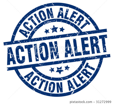 action alert blue round grunge stamp - Stock Illustration [31272999 ...