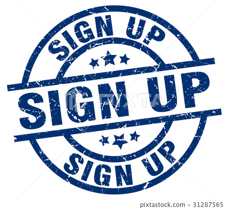 sign up blue round grunge stamp - Stock Illustration [31287565] - PIXTA