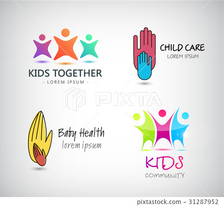 Vector set of kids logos, support, care of - Stock Illustration ...