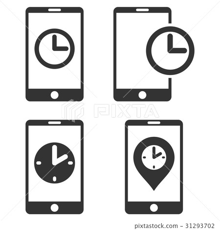 Mobile Clock Vector Flat Icon Set - Stock Illustration [31293702] - PIXTA
