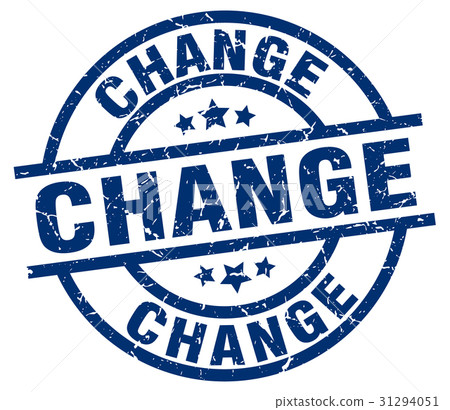 change blue round grunge stamp - Stock Illustration [31294051] - PIXTA