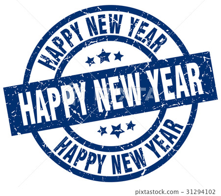 happy new year blue round grunge stamp - Stock Illustration [31294102 ...