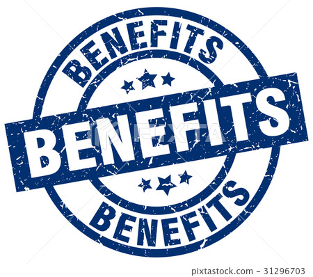benefits blue round grunge stamp - Stock Illustration [31296703] - PIXTA