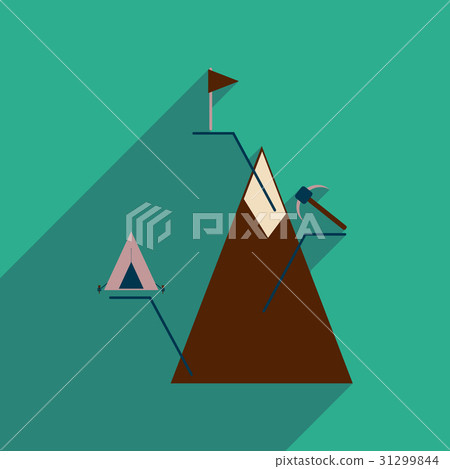 Flat web icon with long shadow mountain - Stock Illustration [31299844 ...