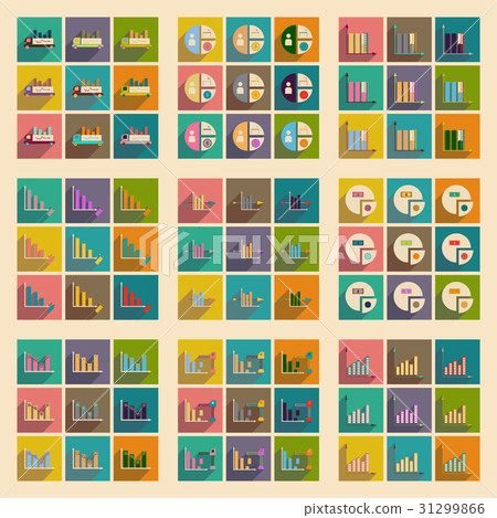 Concept of flat icons with long shadow chart - Stock Illustration ...