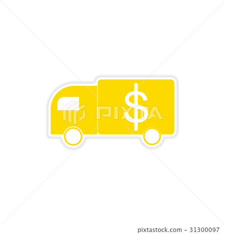 stylish sticker on paper car and money-插圖素材 [31300097] - PIXTA圖庫
