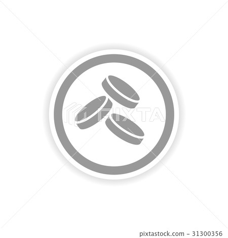 stylish paper sticker on white background coins-插圖素材 [31300356] - PIXTA圖庫