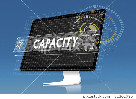 Capacity word graphic design with computer screen - Stock Illustration ...