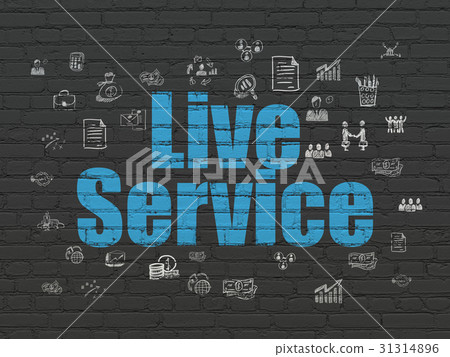 Business concept: Live Service on wall background - Stock Illustration ...